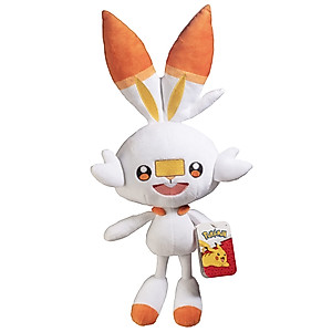 Pokemon 12" Large Scorbunny Plush - Sword & Shield Starter Figure - Officially Licensed - Authentic Soft Bunny Stuffed Animal Toy - Valentine's Day & Easter Basket Stuffer Gift for Kids, Boys, Girls