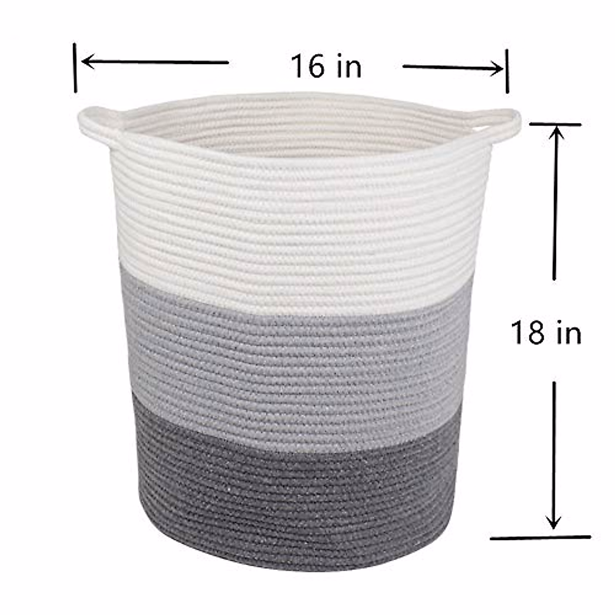 Nerseki Cotton Rope Hamper Basket 16"x18" (3-toned Gray)