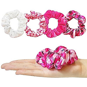 Barbie Hair Accessory 5 Pcs Set - 1 Regular 9 inch Hair Brush For Girls + 4 Scrunchies For Kids - Babrie Hair Accessories For Girls Detangling Brush Elastic Hair Ties Ropes Scrunchies Ages 3+