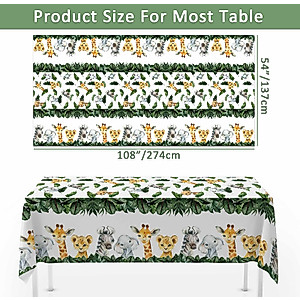 Yuzioey 3 Pack Jungle Safari Tablecloths Wild Animals Table Cover, Safari Baby Shower Decorations, 108" x 54" Wild One Birthday Party Supplies