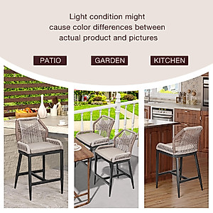 GarveeLife Outdoor Bar Stools - Set of 2 Counter Height Chairs with Back, All-Weather Design, Chic Ergonomics, Robust Aluminum Frame, Cushions Included, Easy Assembly for Patio and Garden, Dark Grey