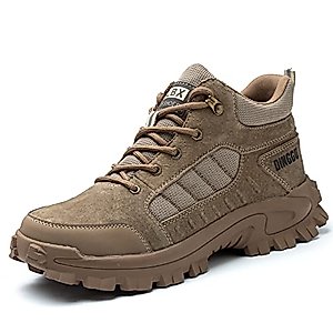 Koiule Steel Toe Shoes for Men Women Work Construction Boots Indestructible Steel Toe Work Safety Boots for Men Composite Toe boots,botas de trabajo para hombre Brown38