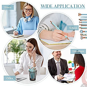 9 Pcs Ballpoint Pens Set Metal Crystal Diamond Pen Liquid Sand Glitter Pen for Journaling Black Ink Pretty Cute Pens Fancy Pens Gifts for Women Girls School Wedding Office Desk Supplies (Blue)