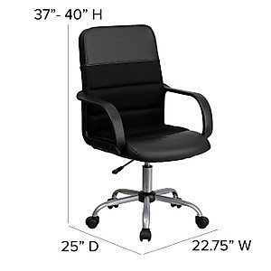 Flash Furniture Manor Mid-Back Black LeatherSoft and Mesh Swivel Task Office Chair with Arms