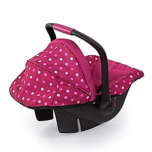 Bayer Design Baby Doll Deluxe Car Seat with Canopy- Polka dots , Pink