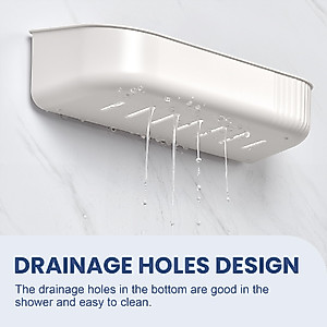 JOMOLA Shower Caddy Shelf Organizer Rack Self Adhesive Bathroom Shelves Basket Home Farmhouse Wall Inside Organization and Storage Decor Rv Accessories White