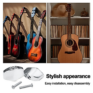 MAXCHEER 6PCS Metal Big Square Shape Acoustic Classical Guitar Tuning Keys Machine Head Replacemen Buttons knob Handle Tip (Chrome)