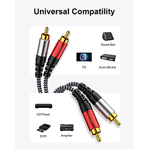 Larxavn RCA Cables, Hi-Fi Sound, Nylon Braided, Shielded RCA Audio Cable for Home Theater, HDTV, Amplifiers, Speakers- 5 Feet