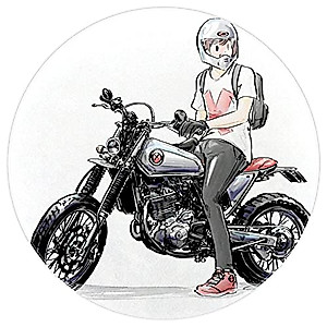 Motorcycle Boy Round Area Rug Non-Slip Floor Mats Polyester Throw Rugs Floor Carpet for Door Entryway Bedrooms Living Room Decor, 27.6"x27.6"