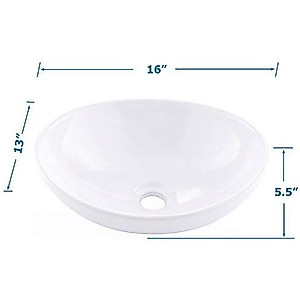 KINGO HOME 16" x 13" Bathroom Sink Bathroom Vessel Sinks, White Porcelain Ceramic Vessel Vanity Sink Art Basin Lavatory Above Counter Vanity Bathroom Sink Bathroom Sinks Above Counter Bowl