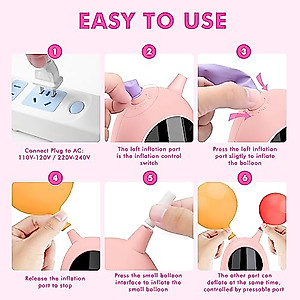 Balloon Pump Electric, SPLAKS Balloons Inflator Air Pump Portable Balloon Blower for Garland Arch, Party Decoration, Birthday, Gender Reveal, Graduation (Pink)