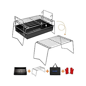 Camping Grill, Grills for Camping Folding & Lightweight Steel Mesh Barbecue Grill Tool, Portable Camping Grill for Outdoor Camping, Cooking, Hiking, Tailgating, Backpacking & Party