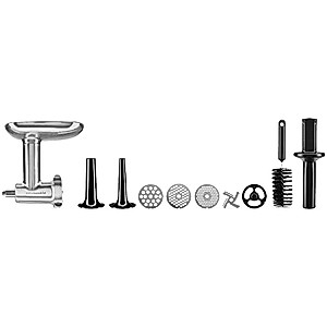 KitchenAid Ice Cream Maker Stand Mixer Attachment, 2 Quart, White & KSMMGA Metal Food Grinder Attachment, Silver