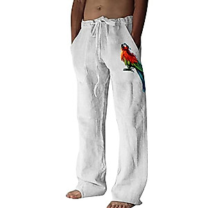 Mens Joggers Pants Men Fashion Print Sweatpants Casual Cotton and Drawstring Pants with Pockets Plus Size Wide Leg Pants