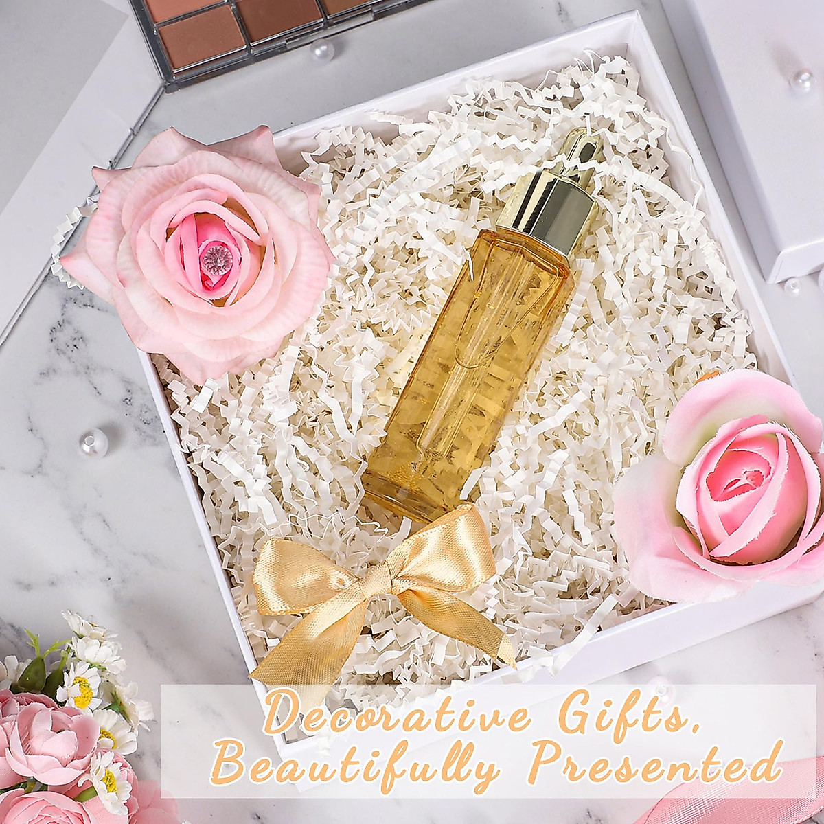 2 LB Crinkle Cut Paper Shred Filler, White Crinkle Paper Shredded Paper Stuffing for Gift Baskets Box Filling Christmas Birthday Wedding Anniversary Stocking Stuffers