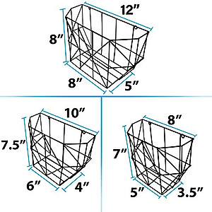 Blue Donuts Wall Hanging Fruit Basket Set of 3 Wire Baskets for Storage, Wall Organizer, Multi-functional Produce Basket Kitchen Storage Organizer, Black