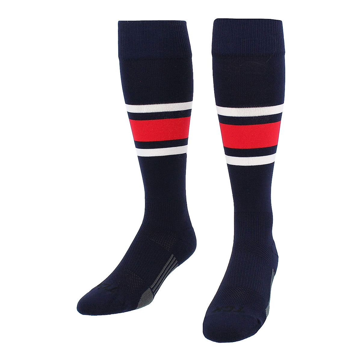 TCK Performance Baseball/Softball Socks (Navy/White/Scarlet, Medium)