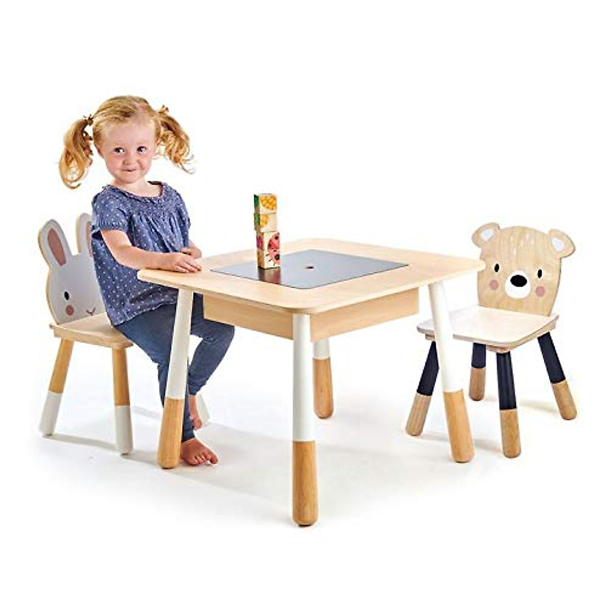Tender Leaf Toys - Forest Table and Chairs Collections - Adorable Kids Size Art Play Game Table and Chairs - Made with Premium Materials and Craftsmanship for Children 3+ (Forest Table and Chairs)