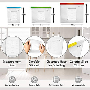 Sunset House Reusable Silicone Food Storage Bags -Clear Rainbow for Snacks Meals Fruits Vegetables Cooking Freezing