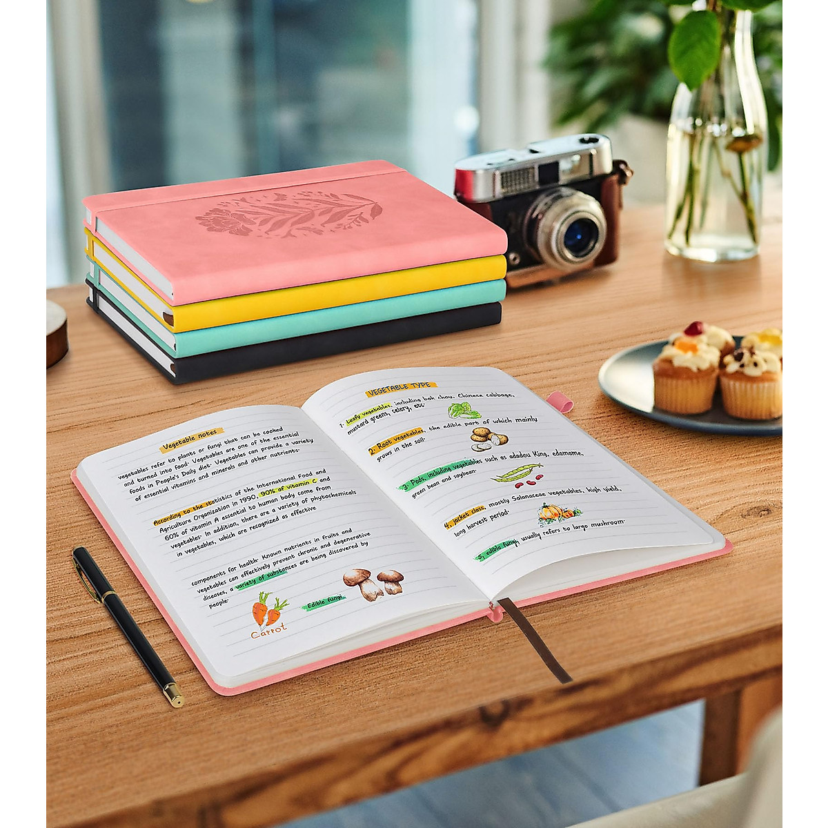 Lined Journal Notebook for Women, A5 Pink Hardcover Leather Journals for Writing, 200 Pages Thick Travel Daily Journal, College Ruled Notebook for Work School, Note Taking, Business 5.75'' X 8.38''