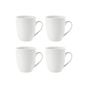 Everyday White by Fitz and Floyd Beaded 14 Ounce Mugs, Set of 4, 4 Count (Pack of 1)