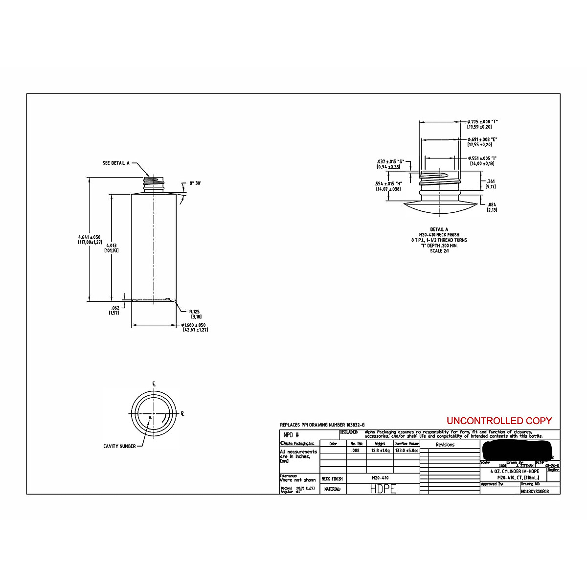 4 Ounce (120 ml) Cylinder IV Natural HDPE White Plastic Bottles (Sold in Lots of 3,000 Bottles)