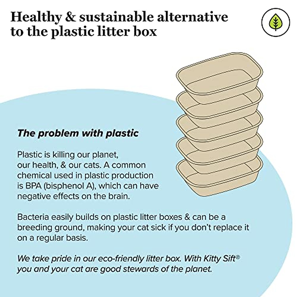 Kitty Sift (6-Pack) Disposable Cat Litter Box, Sustainable, Clean - Jumbo, 6-Pack