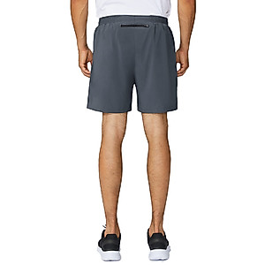 BALEAF Men's 5" Running Athletic Shorts Zipper Pocket for Workout Gym Sports Gray Size M