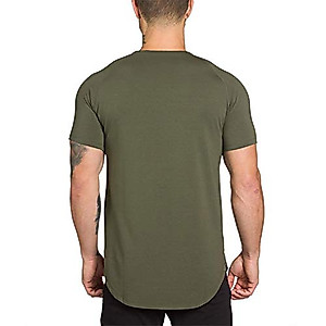 Mens Gym Workout Slim Fit Short Sleeve T-Shirt Cotton Performance Athletic Shirts Running Fitness Tee(AGBK XL)