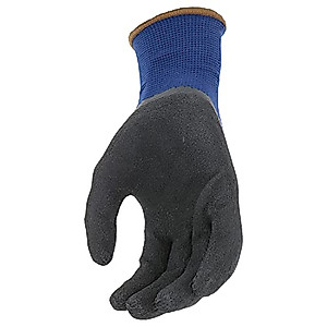 West Chester Men's High Dexterity Polyester Shell with Latex Coated Palm Work Glove, Abrasion Resistant, Strong Grip, Blue/Black, X-Large (30600-XL)