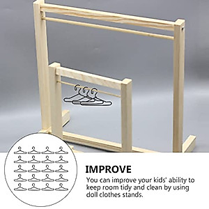 SAFIGLE 25pcs Simple Sturdy Miniature Dress for House Small Coat Clo Hangers Plastic Holders Clothes Black Outfit Holding Rack Clothing Mm Practical Support Hanging Wire Accessories