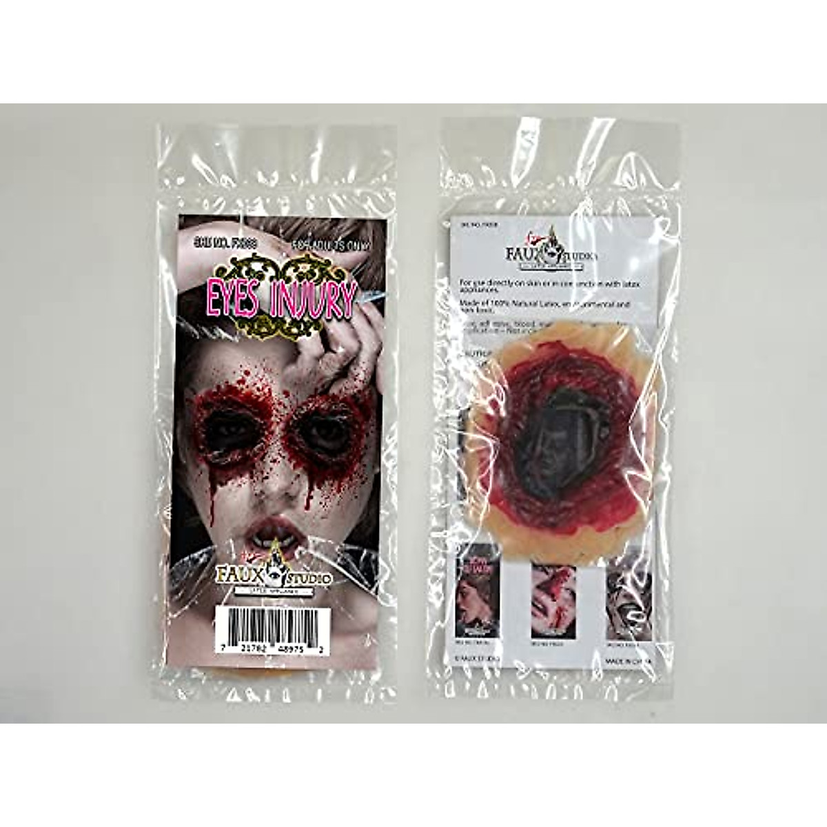 Fxe Faux Studio Zombie Eyes Injury 2-PC Halloween Latex Prosthetic Appliance.