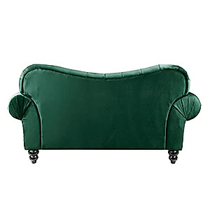 ICE ARMOR 2Pc Living Room Set Loveseat in Green Velvet Sofas