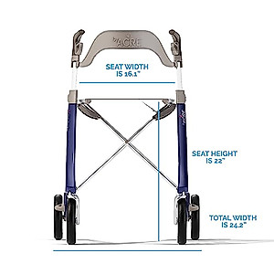 Medline byACRE Ultralight Carbon Fiber Rollator with Backrest, Blue