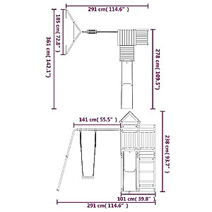 GOLINPEILO Outdoor Playset Solid Wood Pine, Garden Play Set with 1 Play Tower, 1 Wave Slide, 1 Single Swing Set, Modern Outdoor Backyard Children's Climbing Playground Playset(Style D)