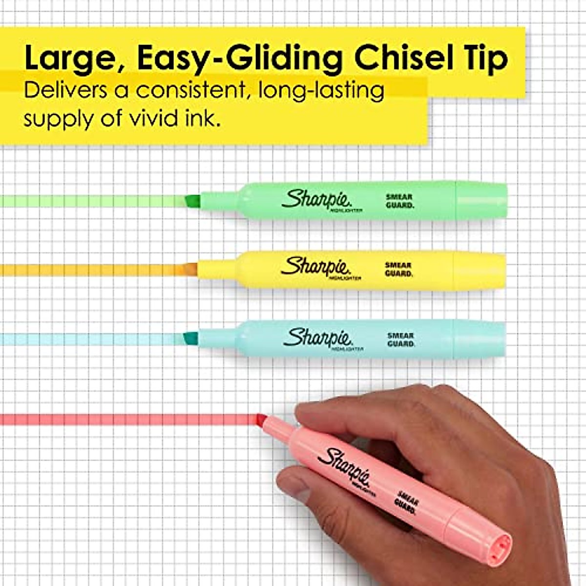 SHARPIE Tank Highlighters, Mild Pastel Colors, Assorted, Chisel Tip, 12 Count
