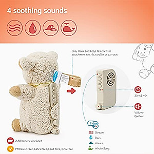 Cloud b Travel Soothing Sound Machine | Cuddly Stuffed Animal | 4 White Noise | Auto-Shutoff | Travel Sleep Sheep on the Go