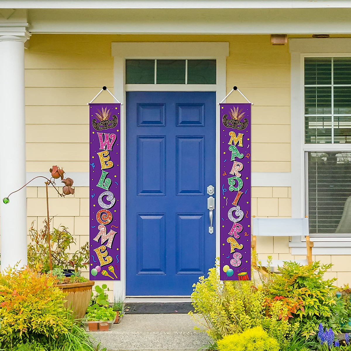 Mardi Gras Door Banner - LIYDE Mardi Gras Decorations Hanging Mardi Gras Porch Signs Outdoor Indoor Banner