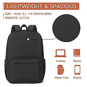 Telena School Backpack for Boys Classic Middle High School Backpack Bookbag for Teen Girls Boys Kids, Black