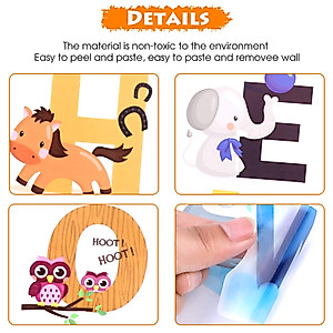 OOTSR 26 Alphabet Wall Decals, Removable Wall Decals Stickers Decor, Colourful Animal Alphabet ABC Wall Stickers for Nursery Bedroom Living Room décor