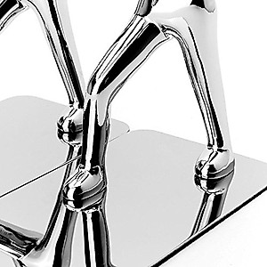 Winterworm Fashion Creative Stainless Steel Decorative Small Humanoid Bookend Pair Kung Fu Kungfu Man Book Organizer Metal Bookends Book end Book File Home Office Library Decoration Birthday Gift