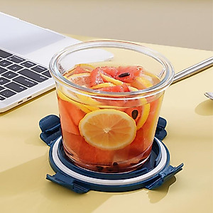 X.SSTTXN 3-Cup/24 Ounce Glass Food Storage Containers, Round Glass Soup Container with Airtight Lids, Leak-proof Soup Stew Food Storage and Meal Prep Container, Microwave Freezer Safe, Set of 4(Clear)