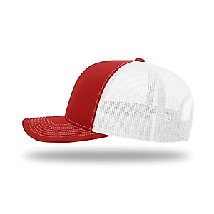 Custom Richardson Mesh Back Trucker Hat with Personalized Text Front & Back for Men – Customize Your Own Unique Hat! (Red/White)