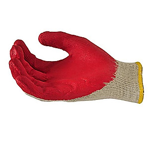 G & F Products 3106-10 String Knit Palm, Latex Dipped Nitrile Coated Work Gloves For General Purpose, 10-Pairsper Pack, Red, Large