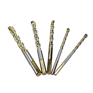 Rannb 5pcs Masonry Drill Bits Four Sizes 6mm,8mm,10mm,12mm Drilling Dia Triangle Hand Drill Bit Set for Metal Concrete Tile Glass Wood Marble Ceramic Brick