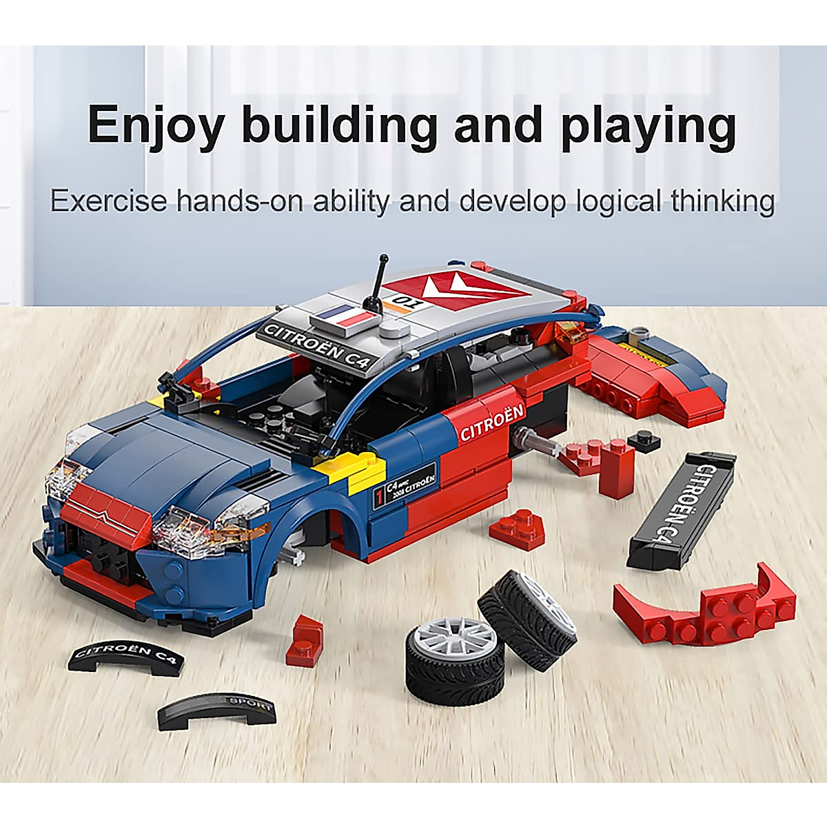 dOMOb Citroen C4 Rally WRC RC Car Building Kit – Bricks Toys for 6+ Age Kids & Adults – 1:20 Model Build Set – 2.4GHz Remote Control – 329 pcs Blocks – STEM for Boys & Girls