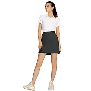 LastFor1 Women's Golf Skorts Lightweight Athletic Skirts UPF 50+ Elastic Waist with Shorts for Casual Outdoor Tennis Black L
