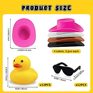 Cowboy Duck with Hat and Sunglasses Mini Duckies Toys for Birthday Swimming Party Gift Favor (Design A)