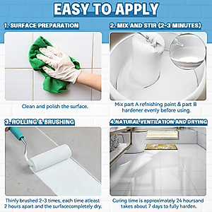 Tub and Tile Refinishing Kit, Tile Paint Touch Up Paint 35oz with Tools, Odorless DIY Countertop Paint for Wall, White Paint for Fiberglass/Bathroom/Floor/Cabinet/Kitchen/Porcelain