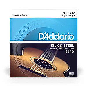 D'Addario Silk & Steel Acoustic Guitar Strings - EJ40-6 String - Warm, Mellow Tone - Light, 11-47